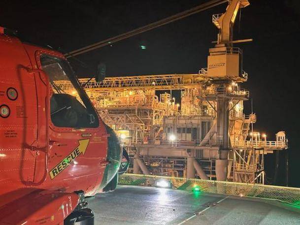 Coast Guard Helicopter Airlifts Injured Worker From
