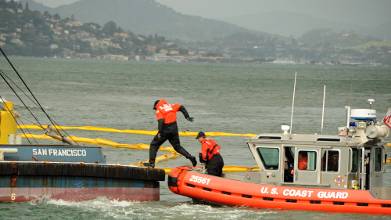 Dredging Barge Grounds In San Francisco Bay